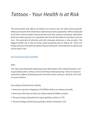 Tattoos | DOCX | Skin and Dermatology | Diseases and Conditions
