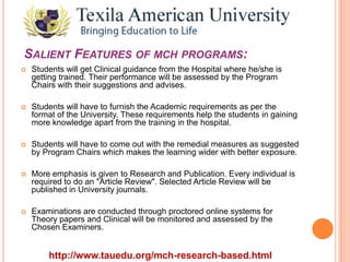 MCH Programs, Master of Surgery ,M.Ch Trauma & Orthopedic Surgery, TAU ...