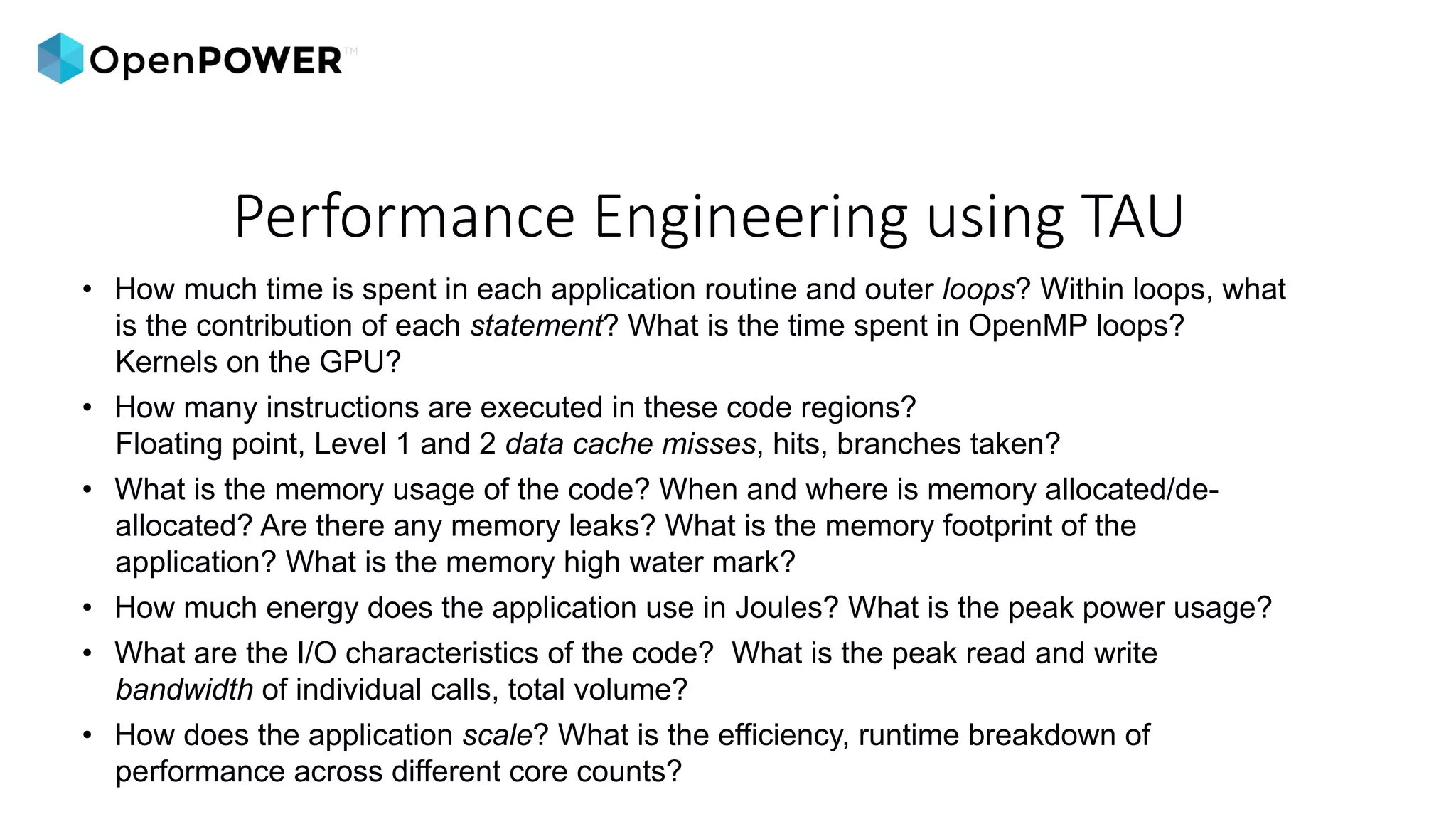 TAU Performance tool using OpenPOWER | PDF
