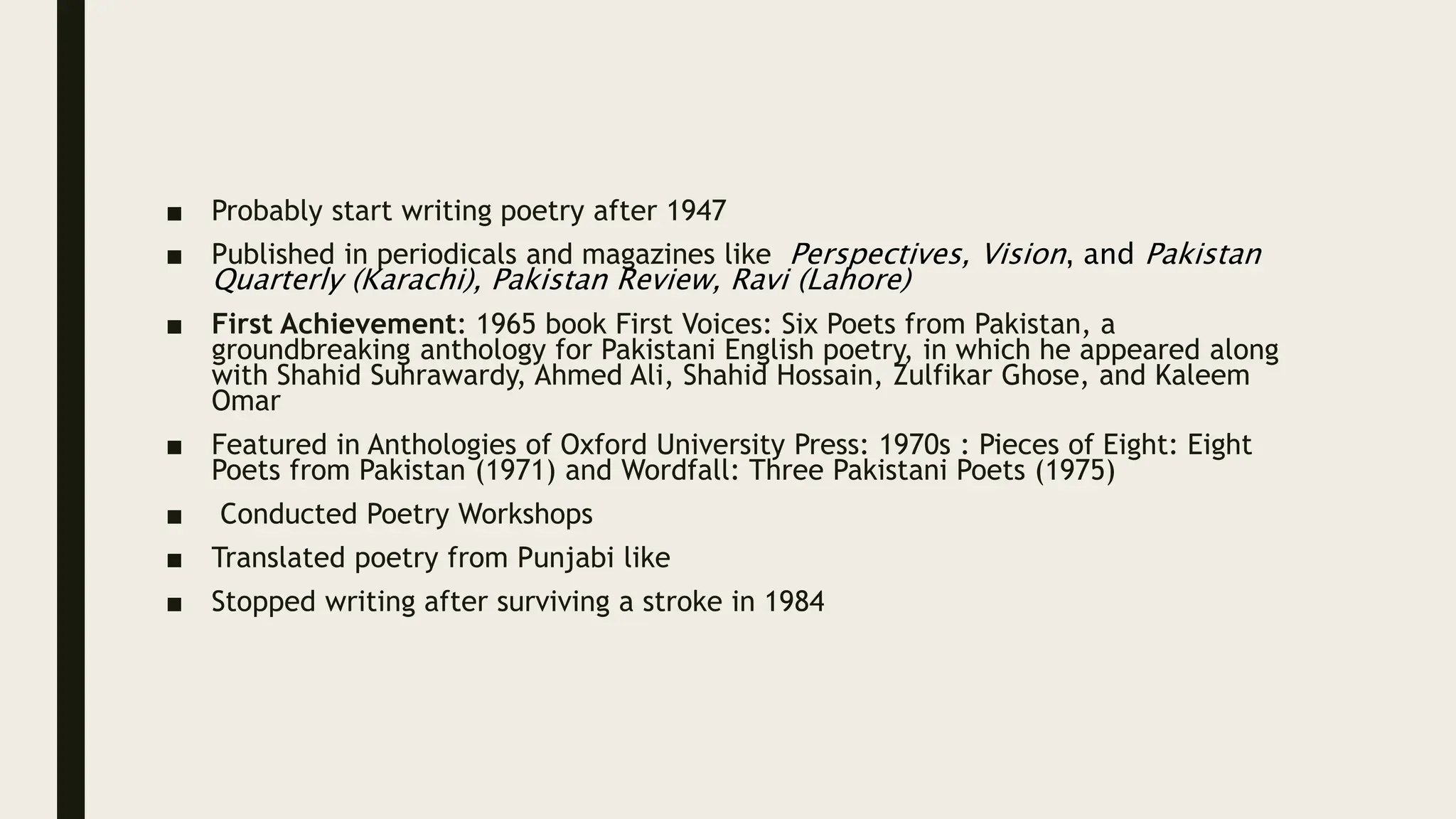 Taufiq Rafat Life Contributions, Poem Analysis | PPTX