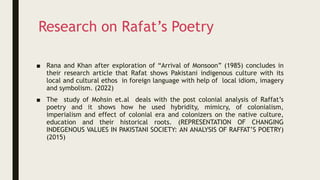 Taufiq Rafat Life Contributions, Poem Analysis | PPTX