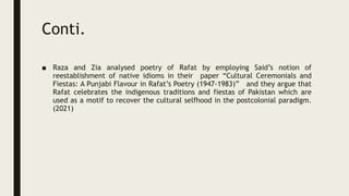 Taufiq Rafat Life Contributions, Poem Analysis | PPTX