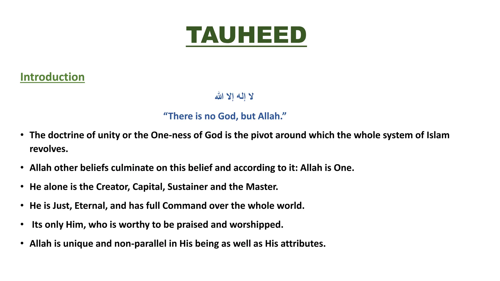 TAUHEED slides for css/pms (presentation form) | PPTX