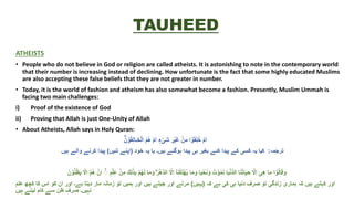 TAUHEED slides for css/pms (presentation form) | PPTX