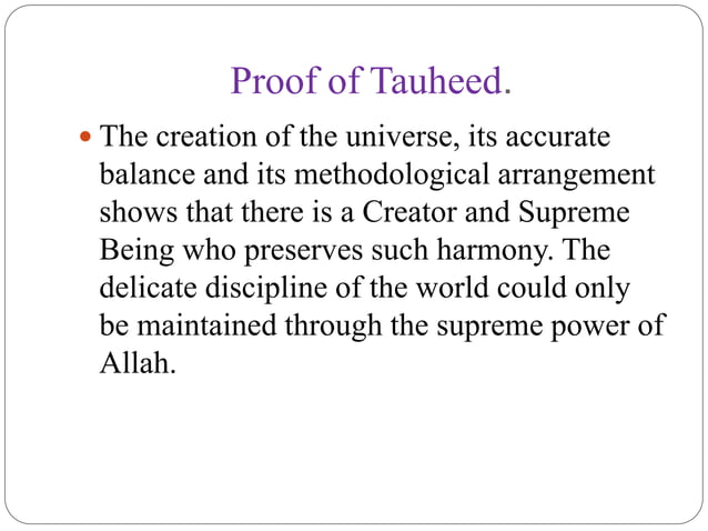Tauheed(Oneness of Allah) presentation by Nayab Siddiqui | PPTX