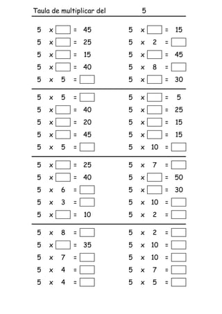 Taula Multiplicar 5 Mult I Div | PDF