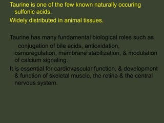 Taurine and Glucose Metabolism | PPTX