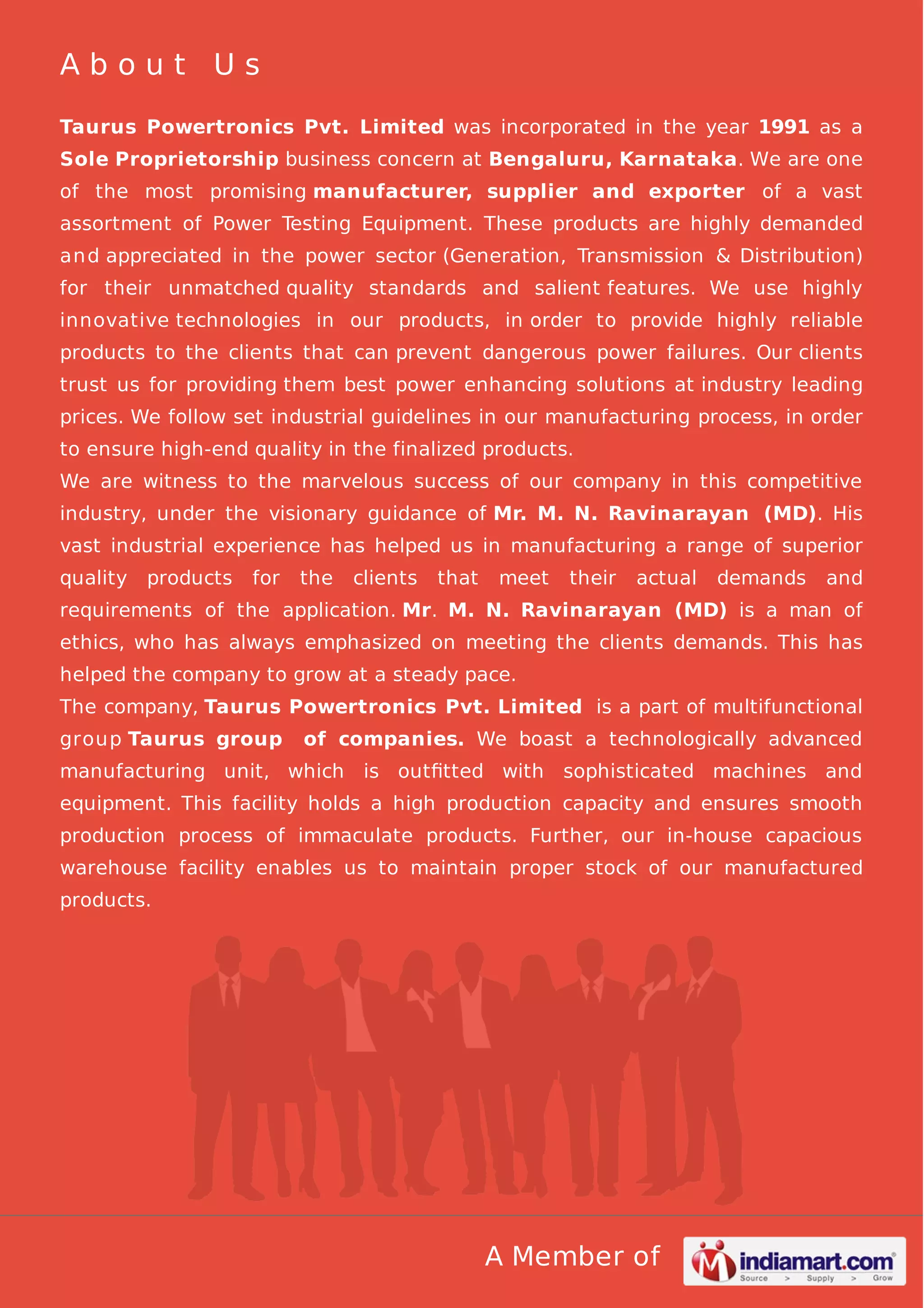 Taurus Powertronics Pvt. Limited, Bengaluru, Power Testing Equipment | PDF