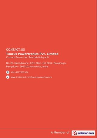 Taurus Powertronics Pvt. Limited, Bengaluru, Power Testing Equipment | PDF