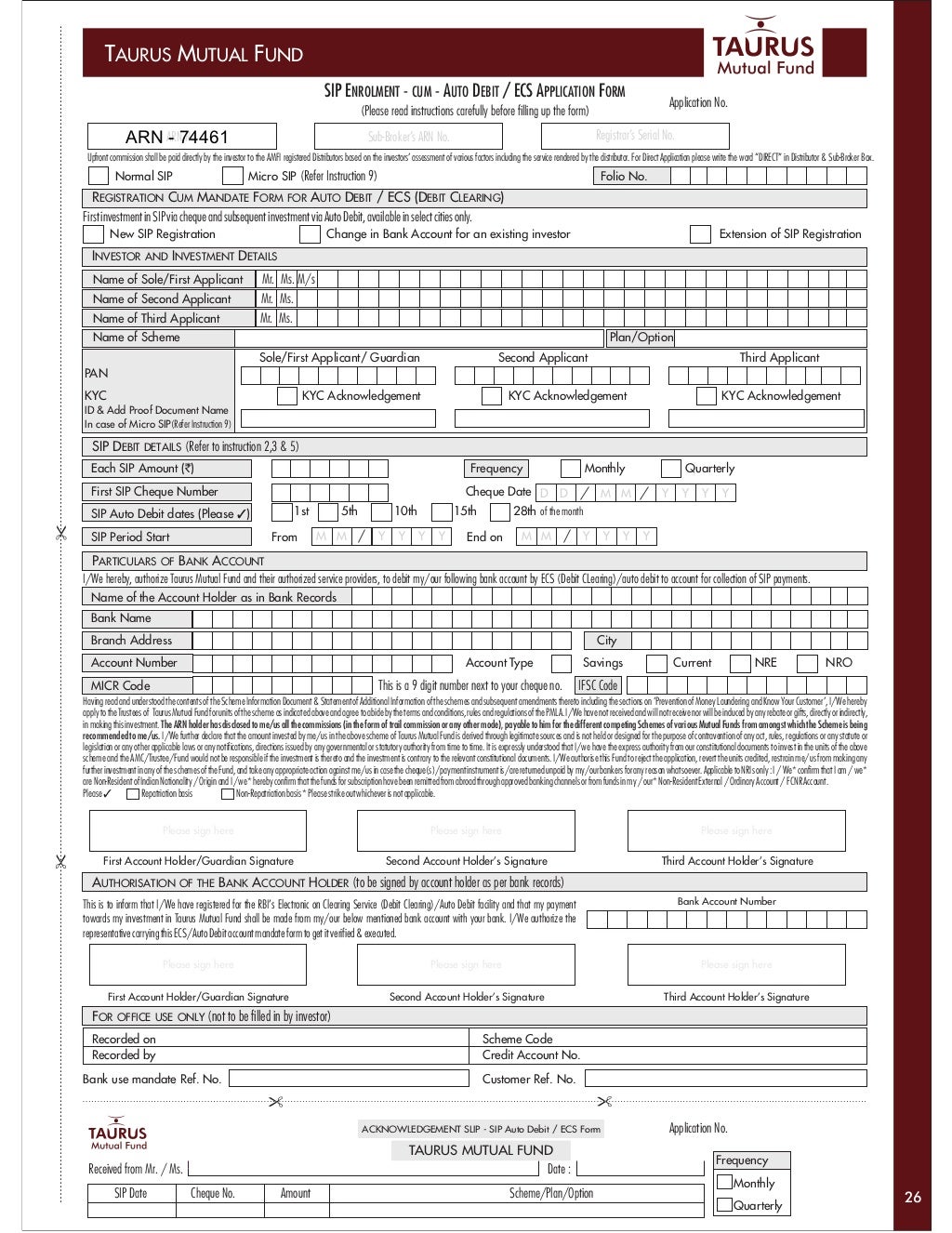 Taurus tax shield application form