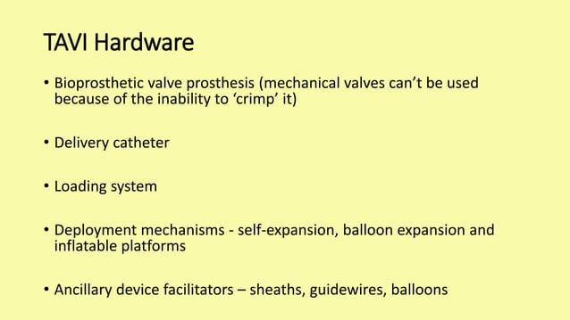 TAVI - Transcatheter Aortic Valve Implantation | PPTX | Heart and ...