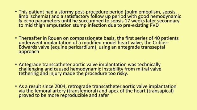 TAVI - Transcatheter Aortic Valve Implantation | PPTX | Heart and Cardiovascular Diseases ...