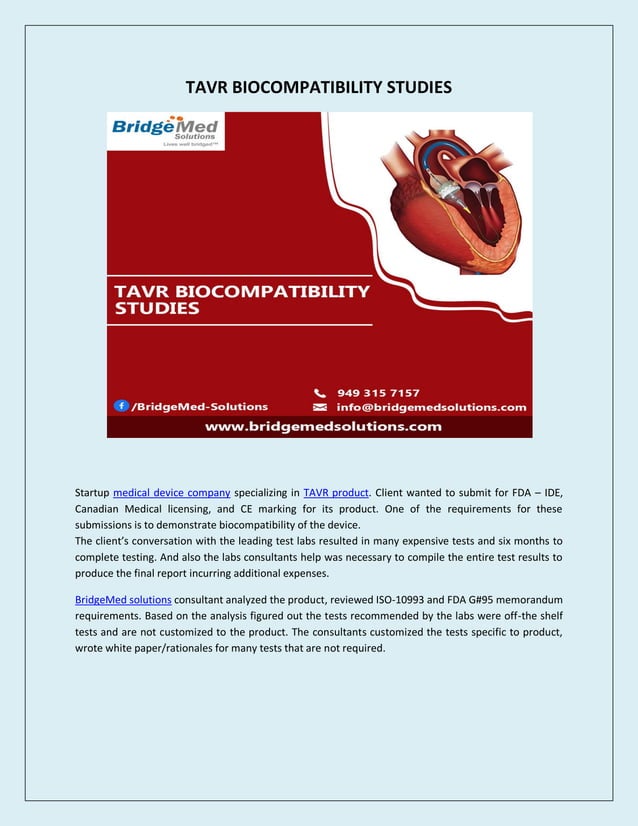 TAVR BIOCOMPATIBILITY STUDIES | PDF | Medical Tests | Medical Health