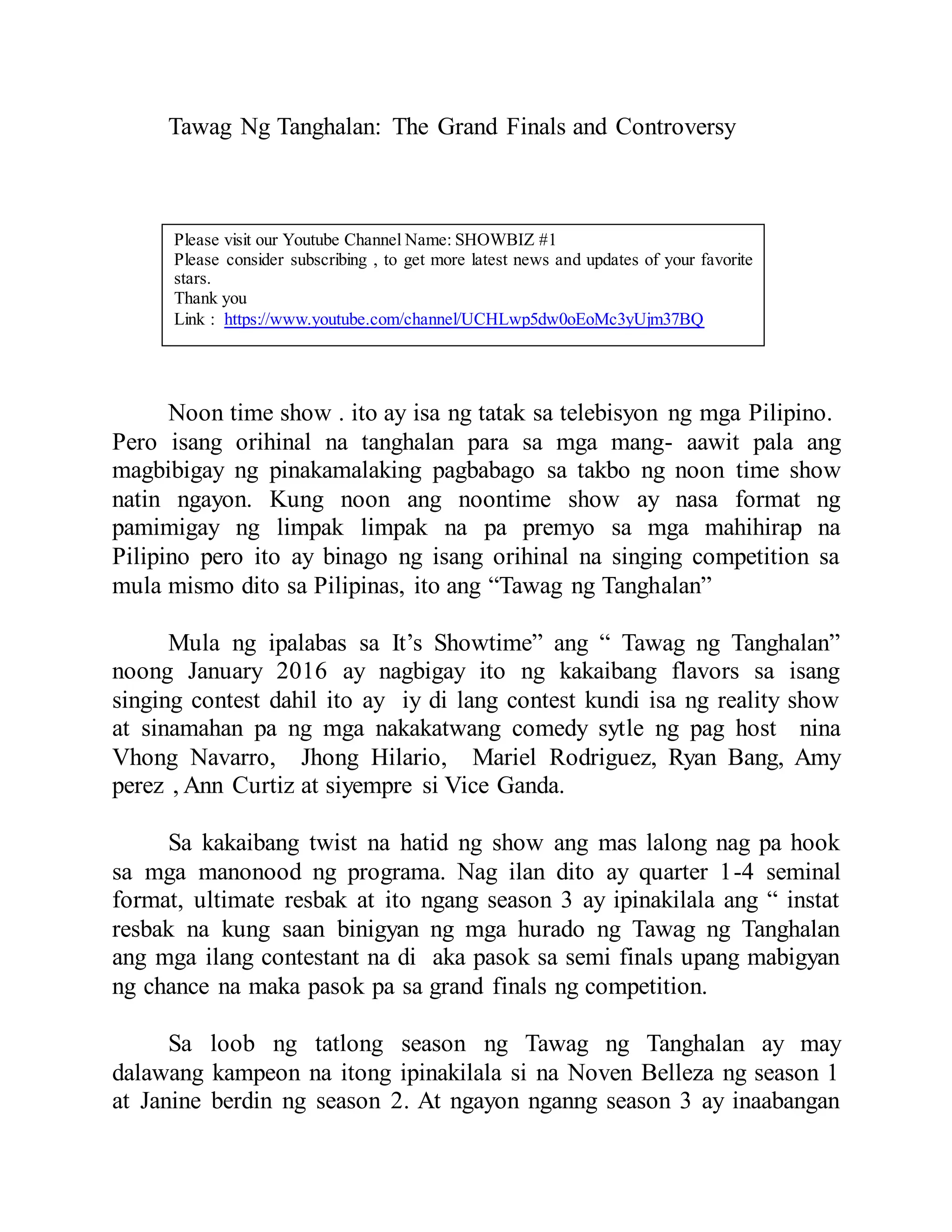 Tawag Ng Tanghalan: The Grand Finals and Controversy | DOC