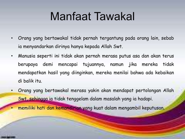 Presentasi Tawakkal (berserah diri pada allah) | PPTX Presentasi Tawakkal (berserah diri pada allah) | PPTX