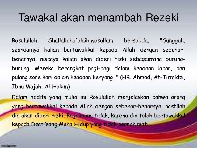 Presentasi Tawakkal (berserah diri pada allah) Presentasi Tawakkal (berserah diri pada allah)