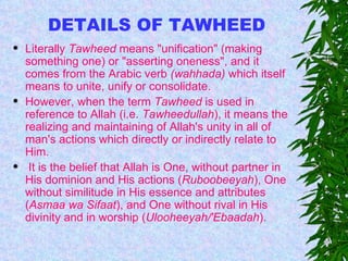 Tawheed and its types | PPS