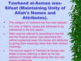 Tawheed and its types | PPS