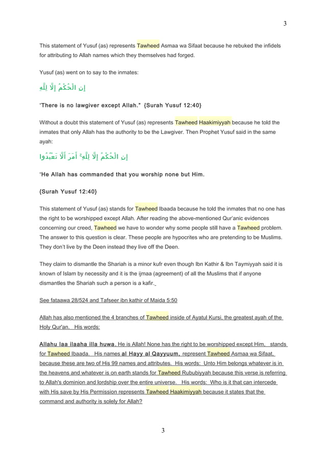 Tawheed Haakimiyya Confronting The Evidences | PDF