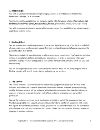 Tawi SMS-USSD Customer Agreement | PDF