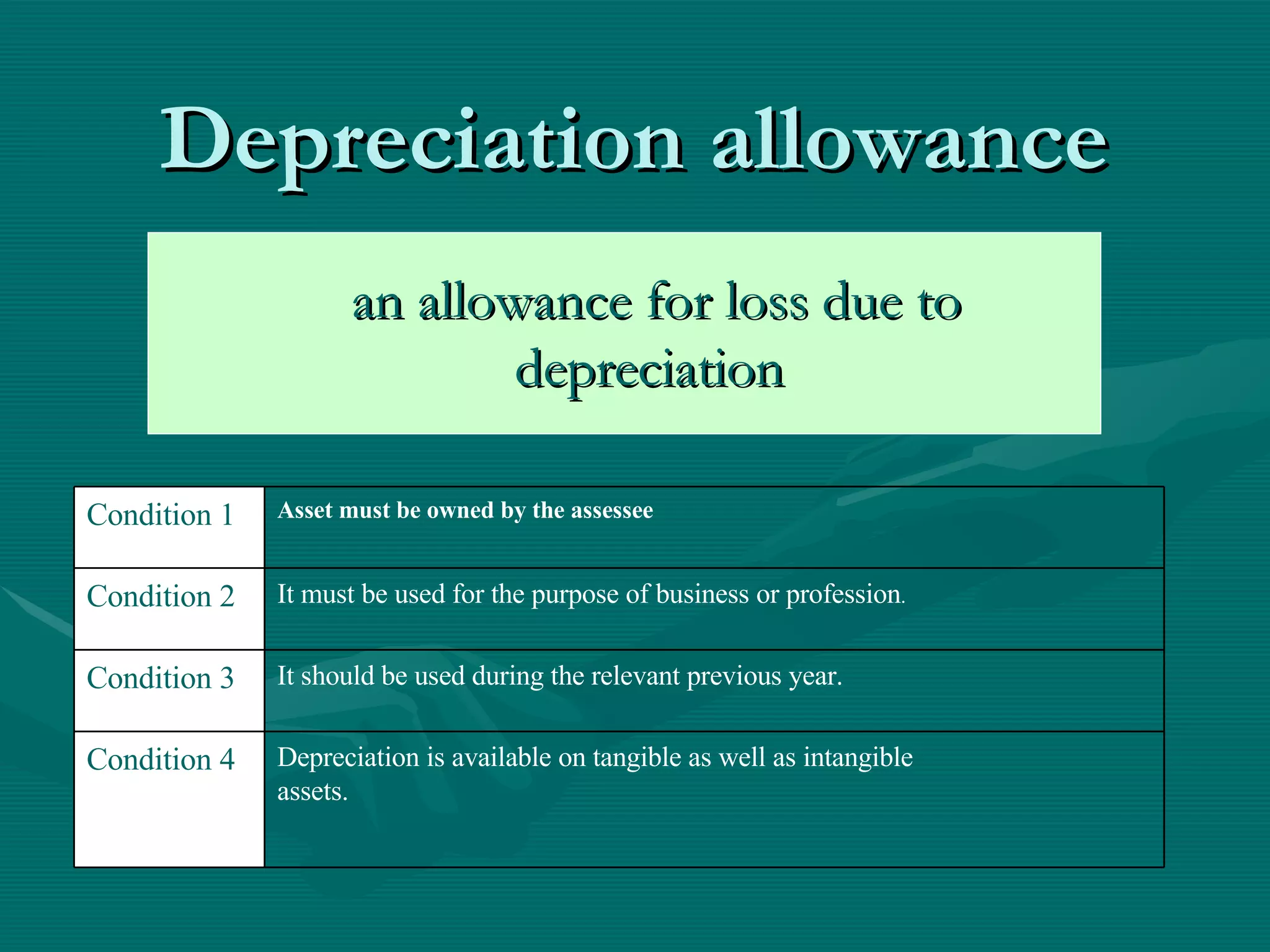 depriciation allowance | PPT
