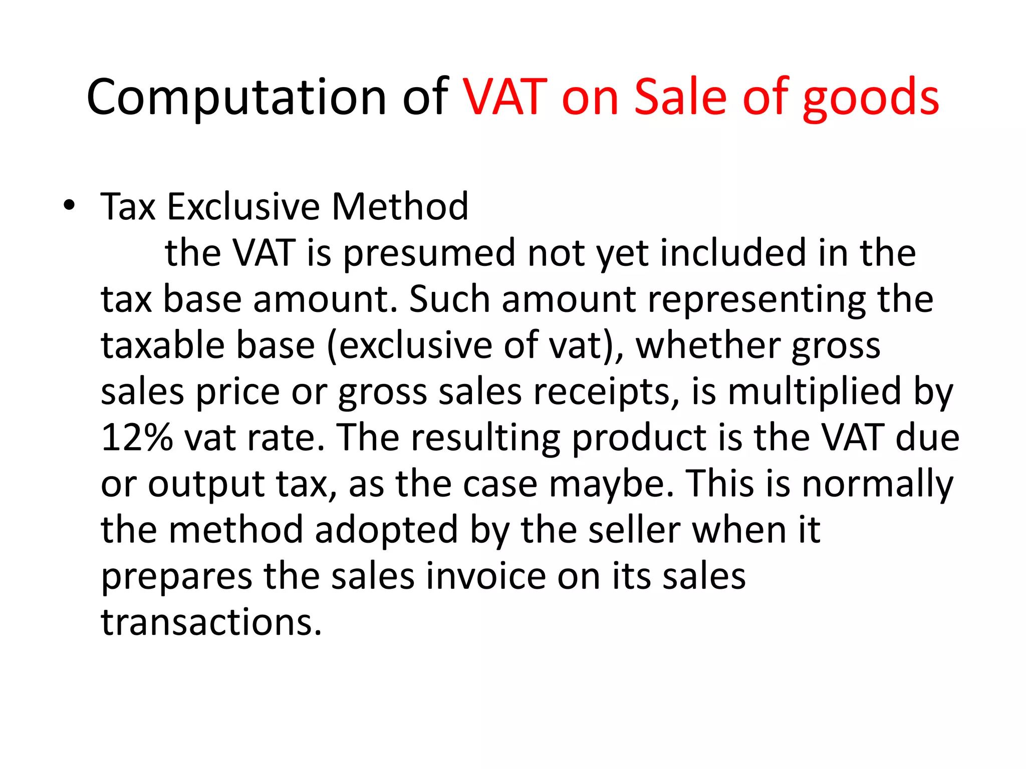 Value Added Tax (Taxable Sales) Philippines | PPTX