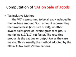 Value Added Tax (Taxable Sales) Philippines | PPTX