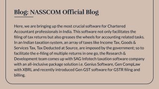 SAG Infotech Offers Several India's Best Return Filing Software | PDF