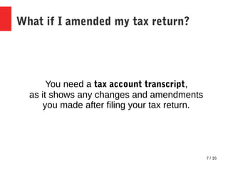 Tax Transcripts FAQ | PPT
