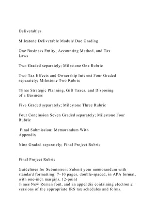 TAX 655 Milestone Two Guidelines and Rubric You will s.docx