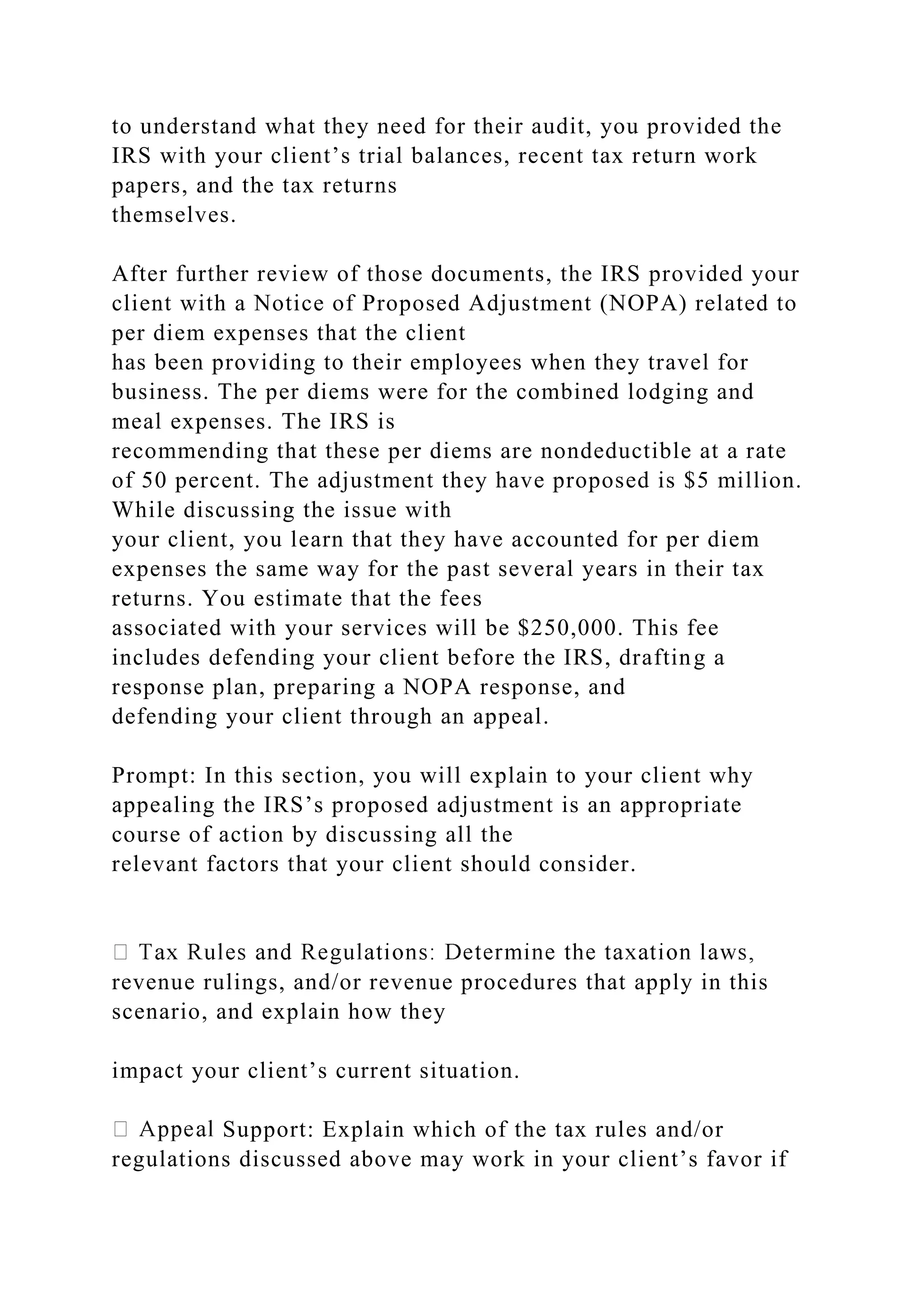 TAX 700 Final Project I Milestone Two Guidelines and Rubric .docx