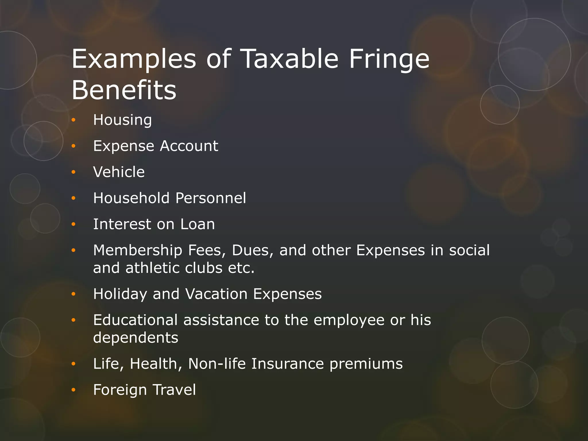 Taxable Fringe Benefits | PPTX
