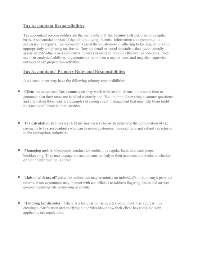 Tax Accountant Job Description: Roles and Responsibilities | PPTX ...