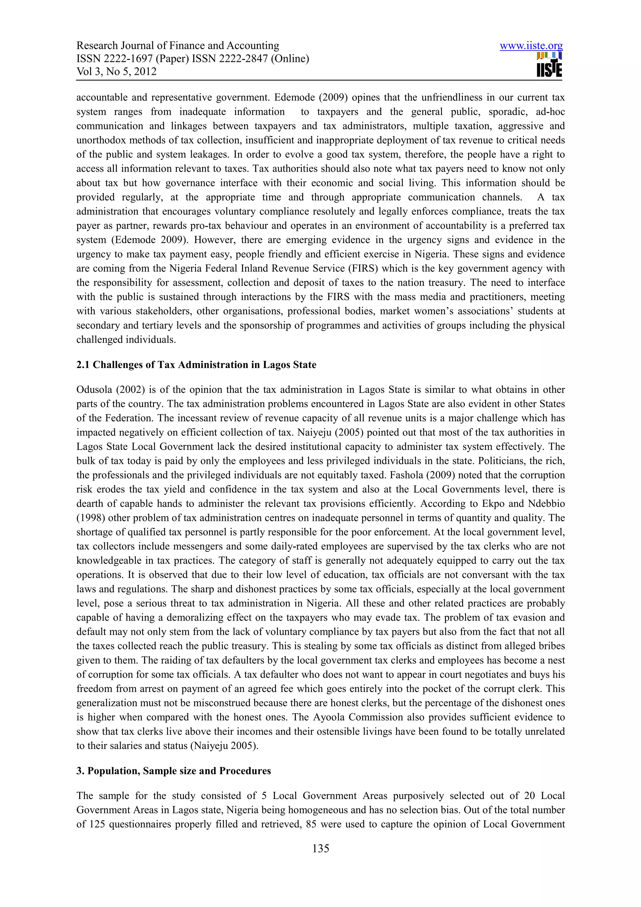 Tax administration and revenue generation of lagos state government ...