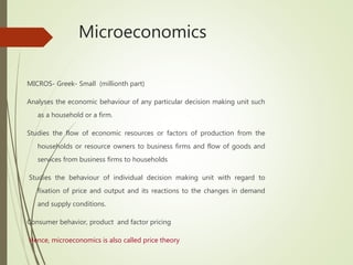 INTRODUCTION TO ECONOMICS(Microeconomics vs. Macroeconomics) | PPT