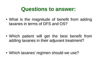 The Magnitude of Benefit from Adding Taxanes to Anthracyclines in the ...
