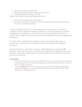 Tax article 26 (PPH 26) Indonesia | PDF