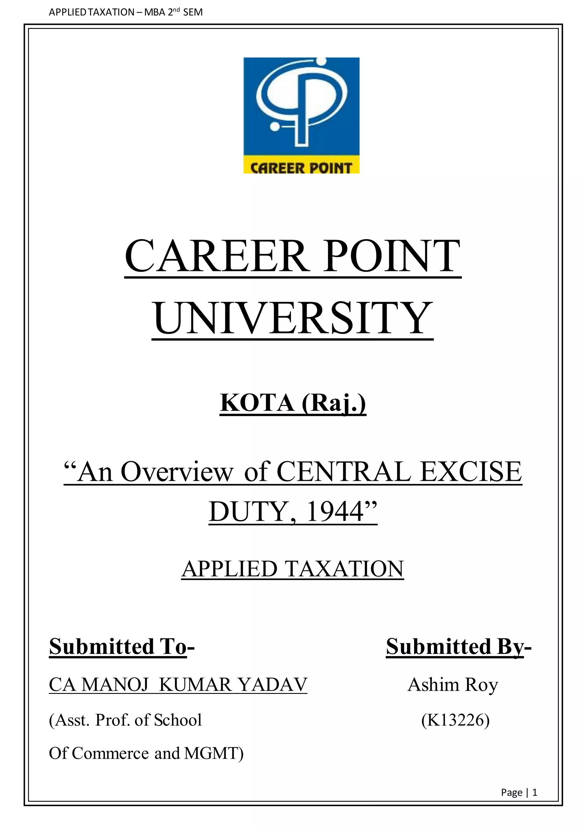 Central Excise Act, 1994 | DOCX