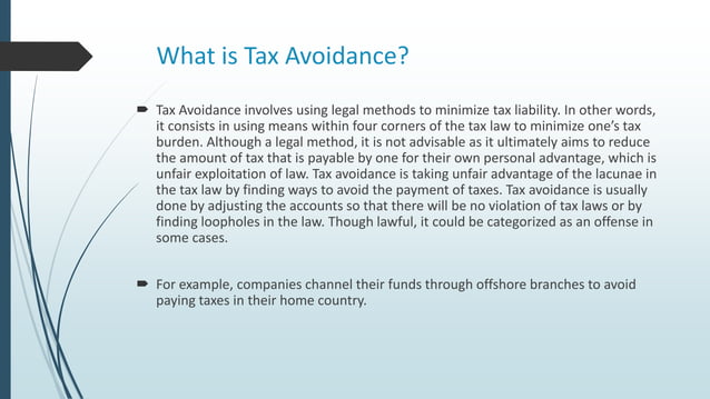 taxation abhishek tax avoidance vs tax evasionpptx | PPTX