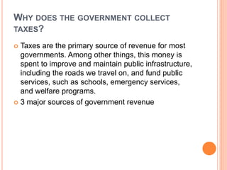 Taxation law -intro.pptx | Government Support and Welfare | Financial ...