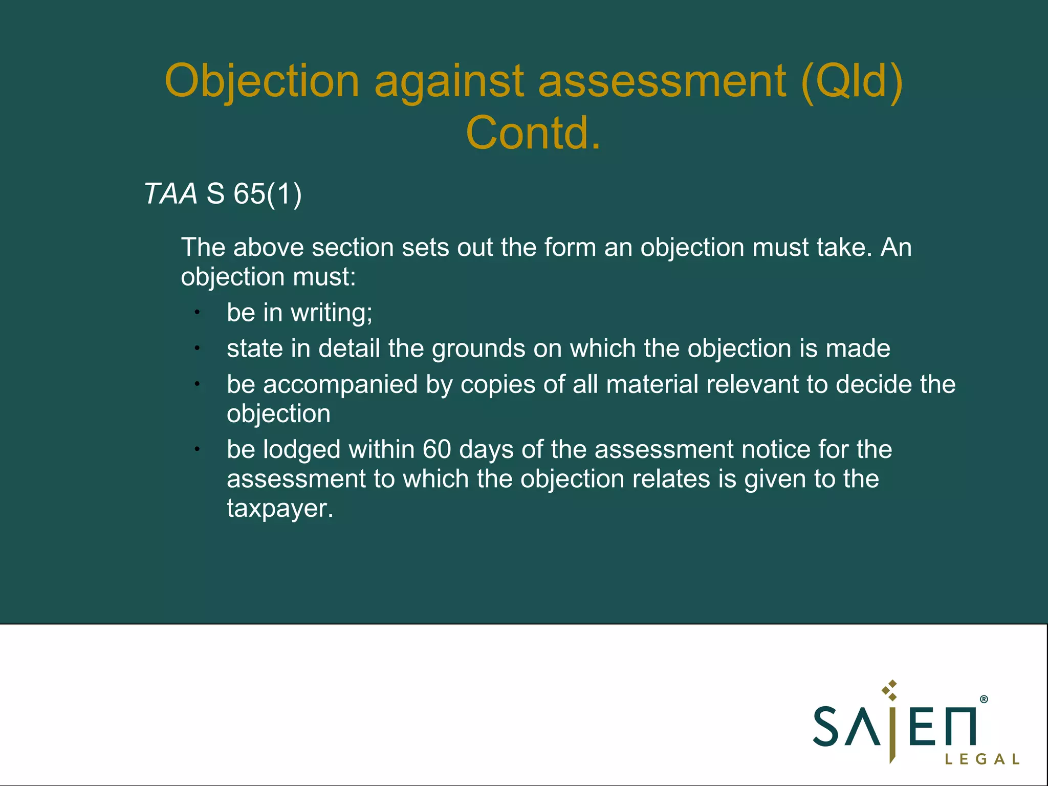 Taxation Objection Ppt Ss 20 Apr2011 | PPT
