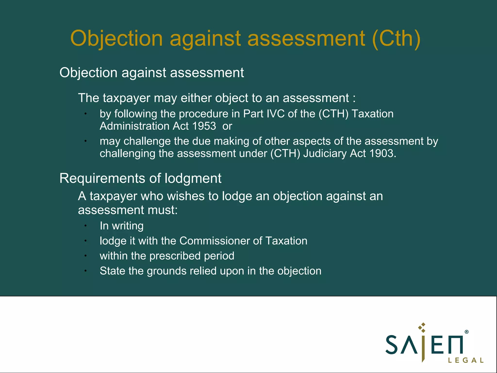 Taxation Objection Ppt Ss 20 Apr2011 | PPT