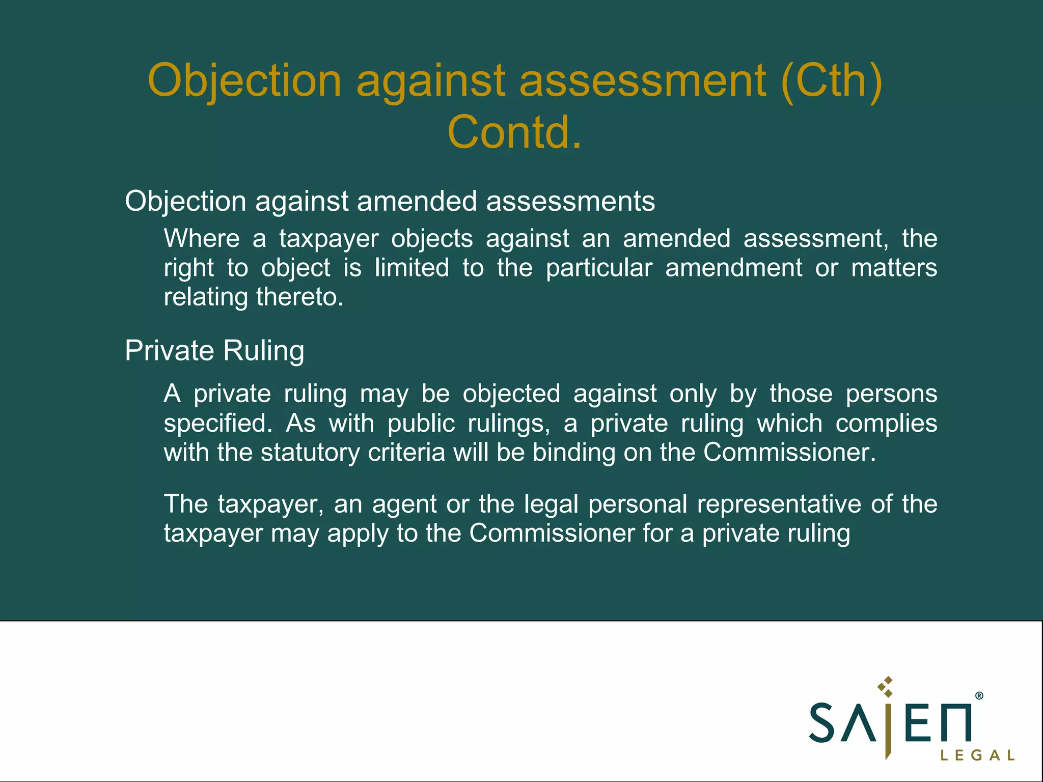 Taxation Objection Ppt Ss 20 Apr2011 | PPT