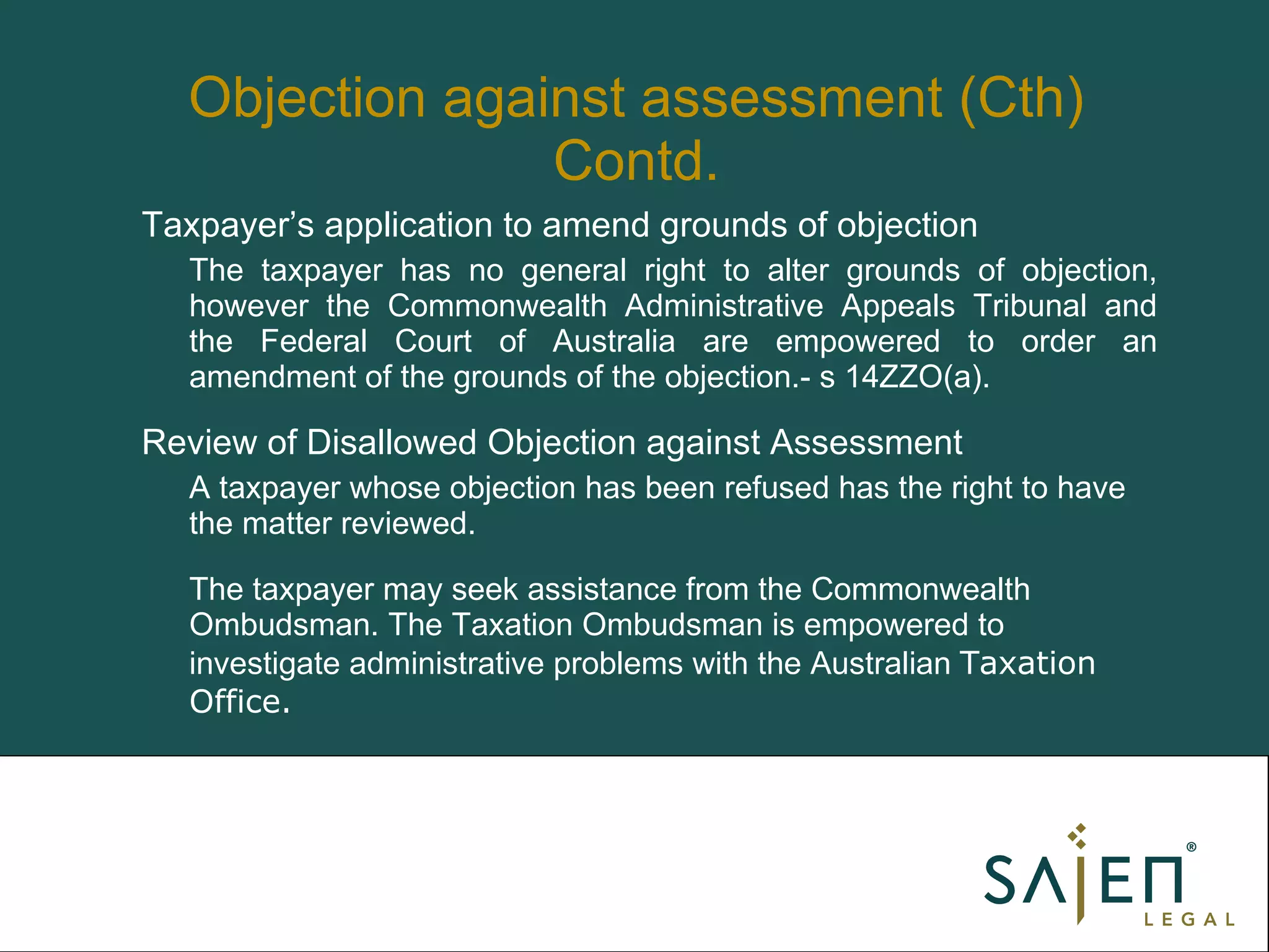 Taxation Objection Ppt Ss 20 Apr2011 | PPT