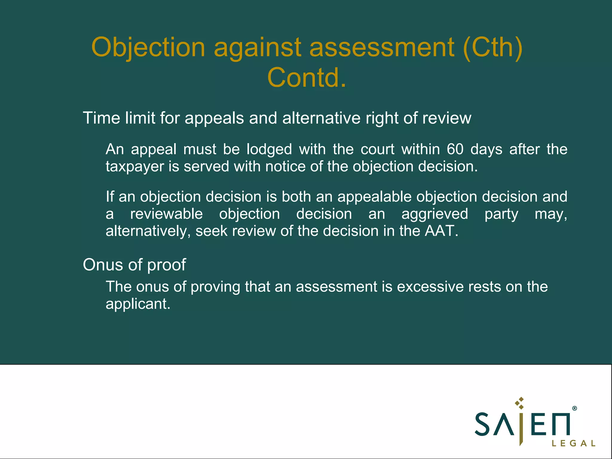 Taxation Objection Ppt Ss 20 Apr2011 | PPT