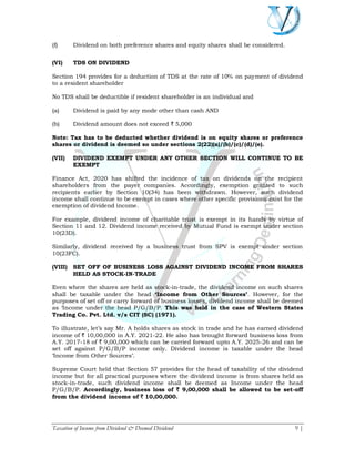 Taxation of dividend | PDF