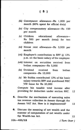 M-com previous year question paper of Taxation(paper 2009) | PDF