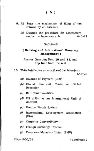 M-com Previous Year question paper of Taxation(paper 2011) | PDF