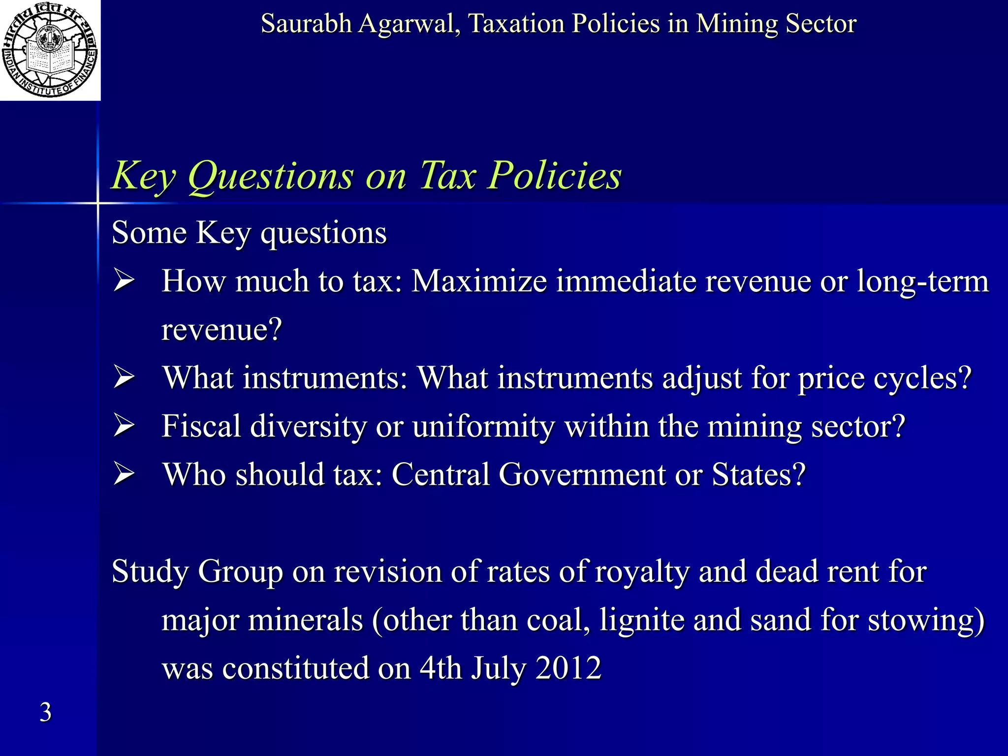 Taxation policies in mining sector | PPT