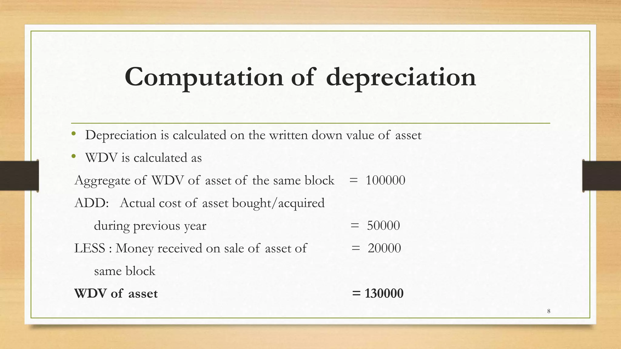 Depreciation act Income tax law | PPTX